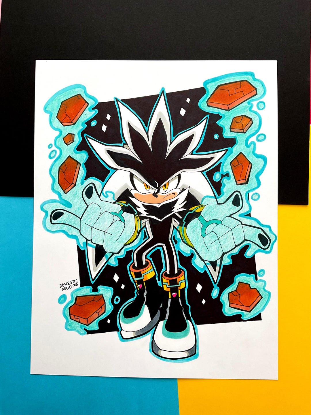 Silver the Hedgehog Traditional Art - Etsy