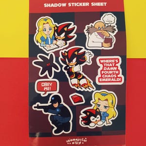 Shadow the Hedgehog Sticker Sheet - Etsy
