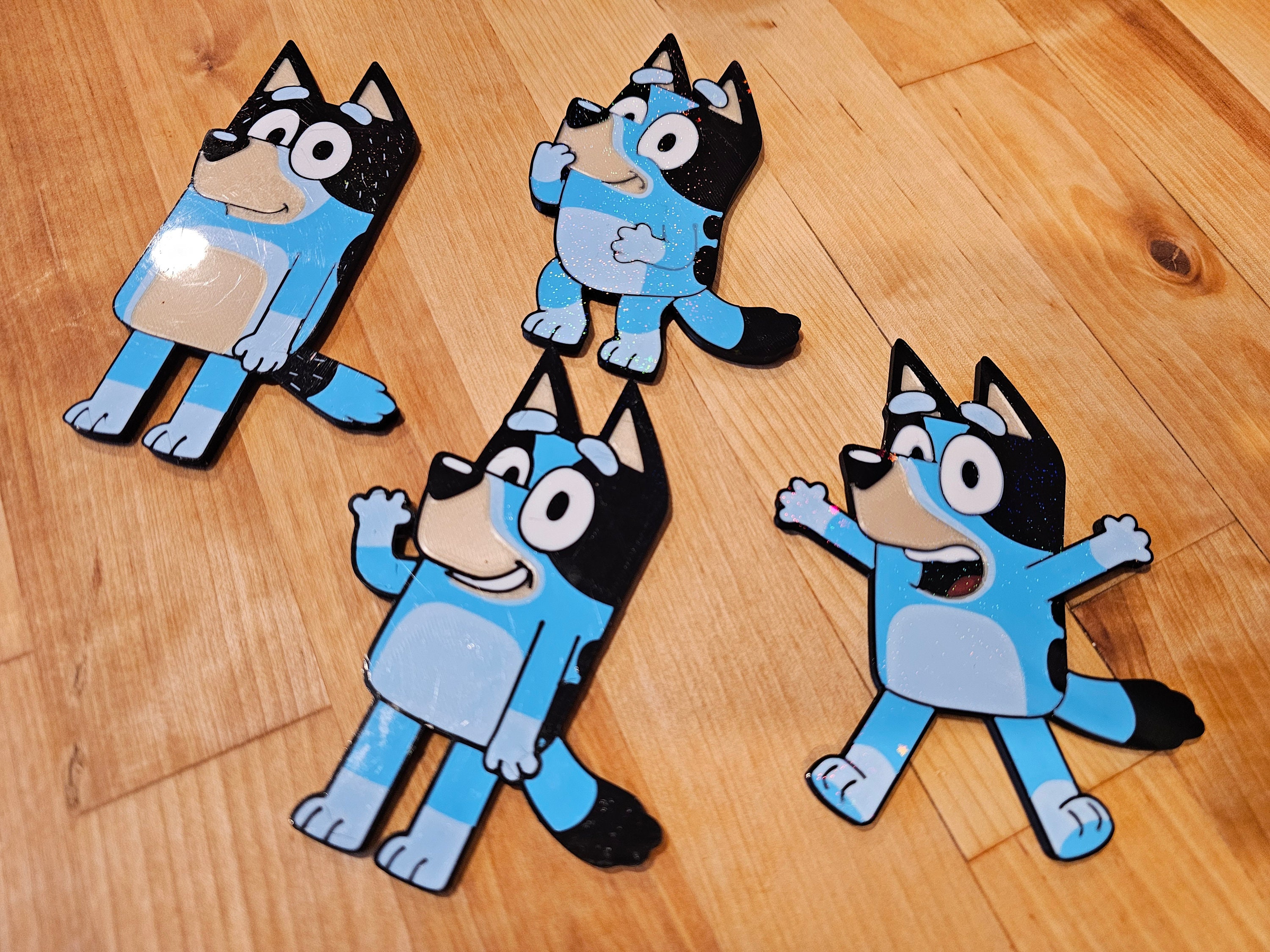 Four-pack Bluey Character Pack 3D Printed Holographic Plates Toys - Etsy