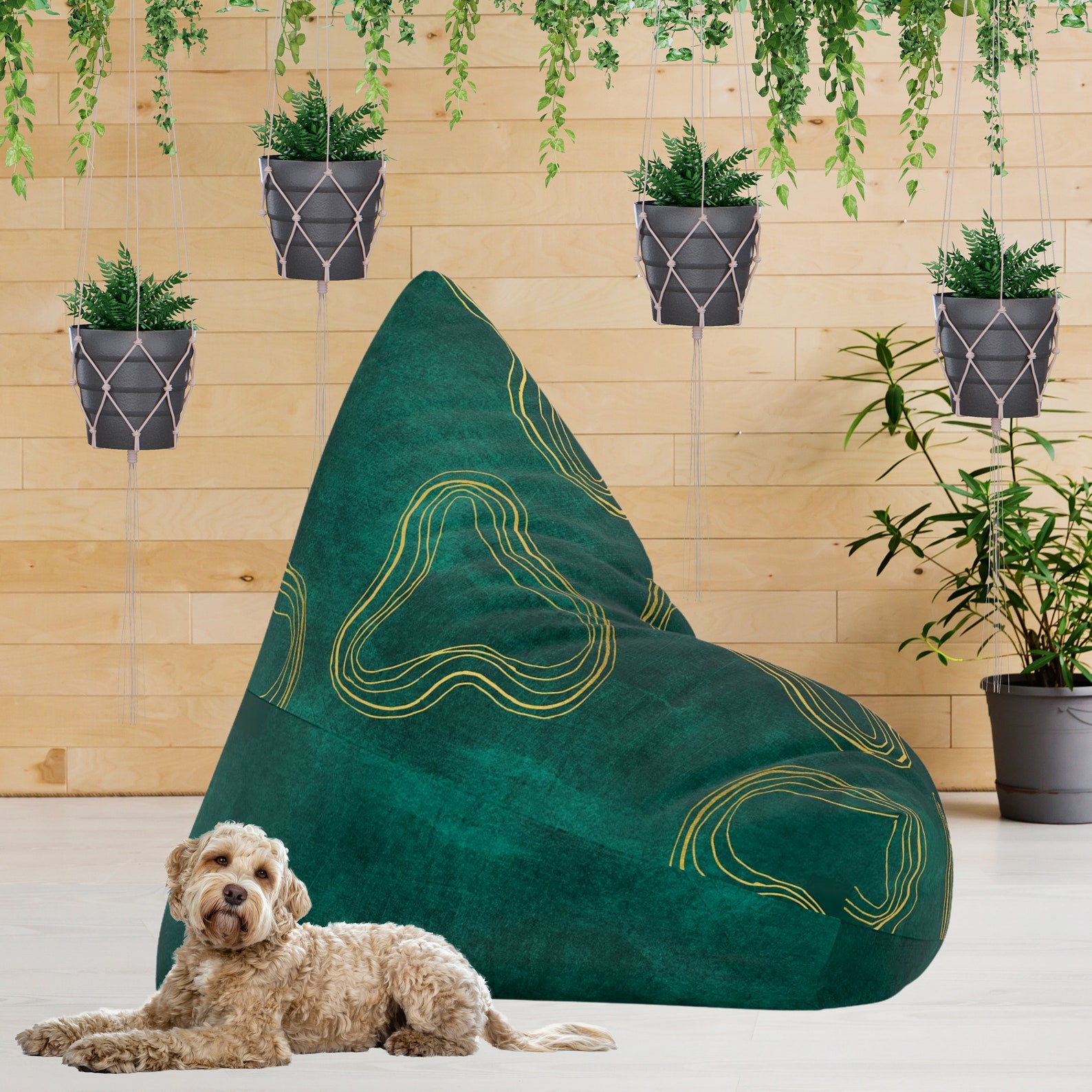Bean Bag Chair Green and Gold Bean Bag Chair Emerald Green - Etsy