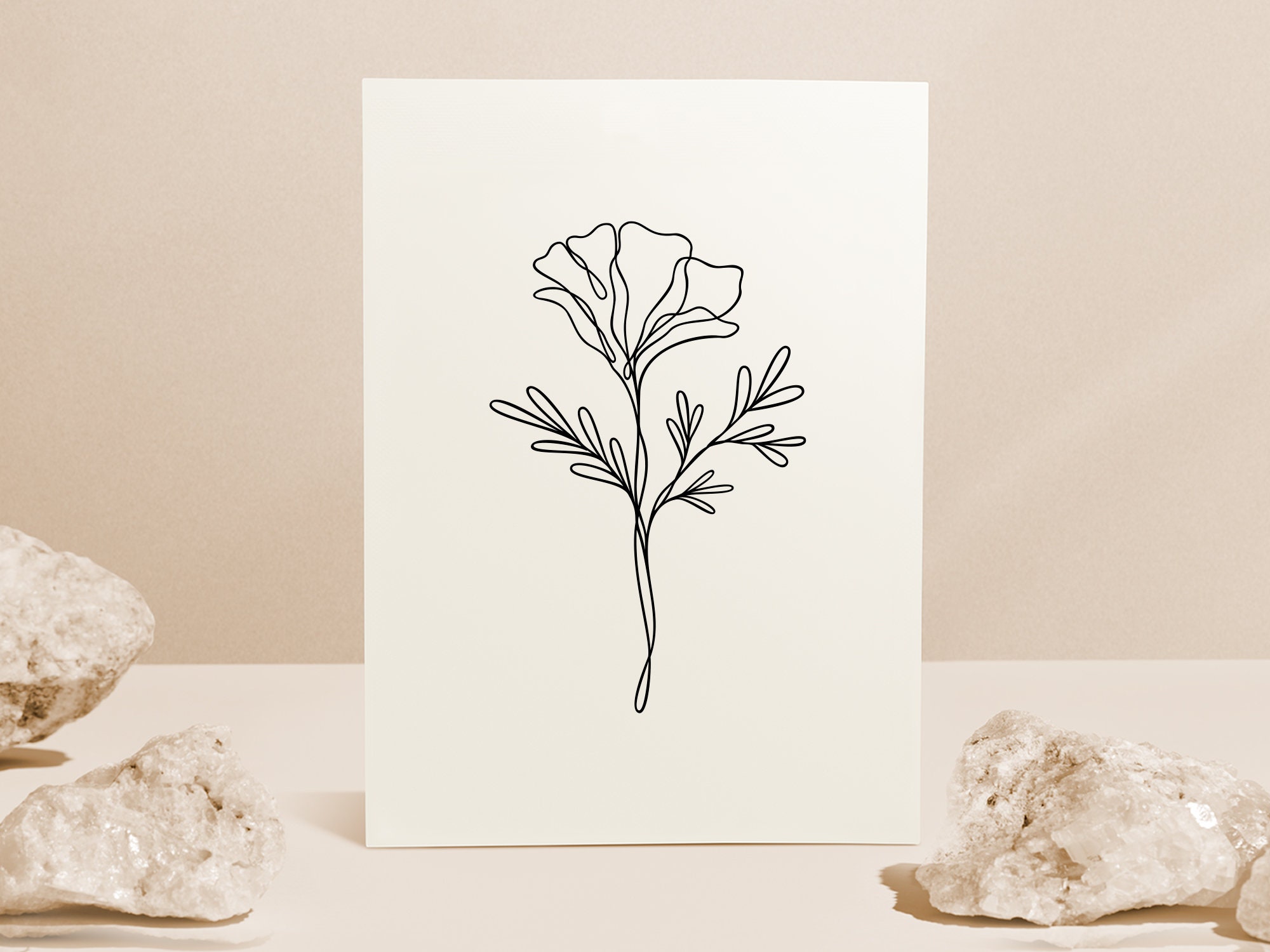 Wildflower SVG Line Art Whimsical Floral Leaf Design - Etsy