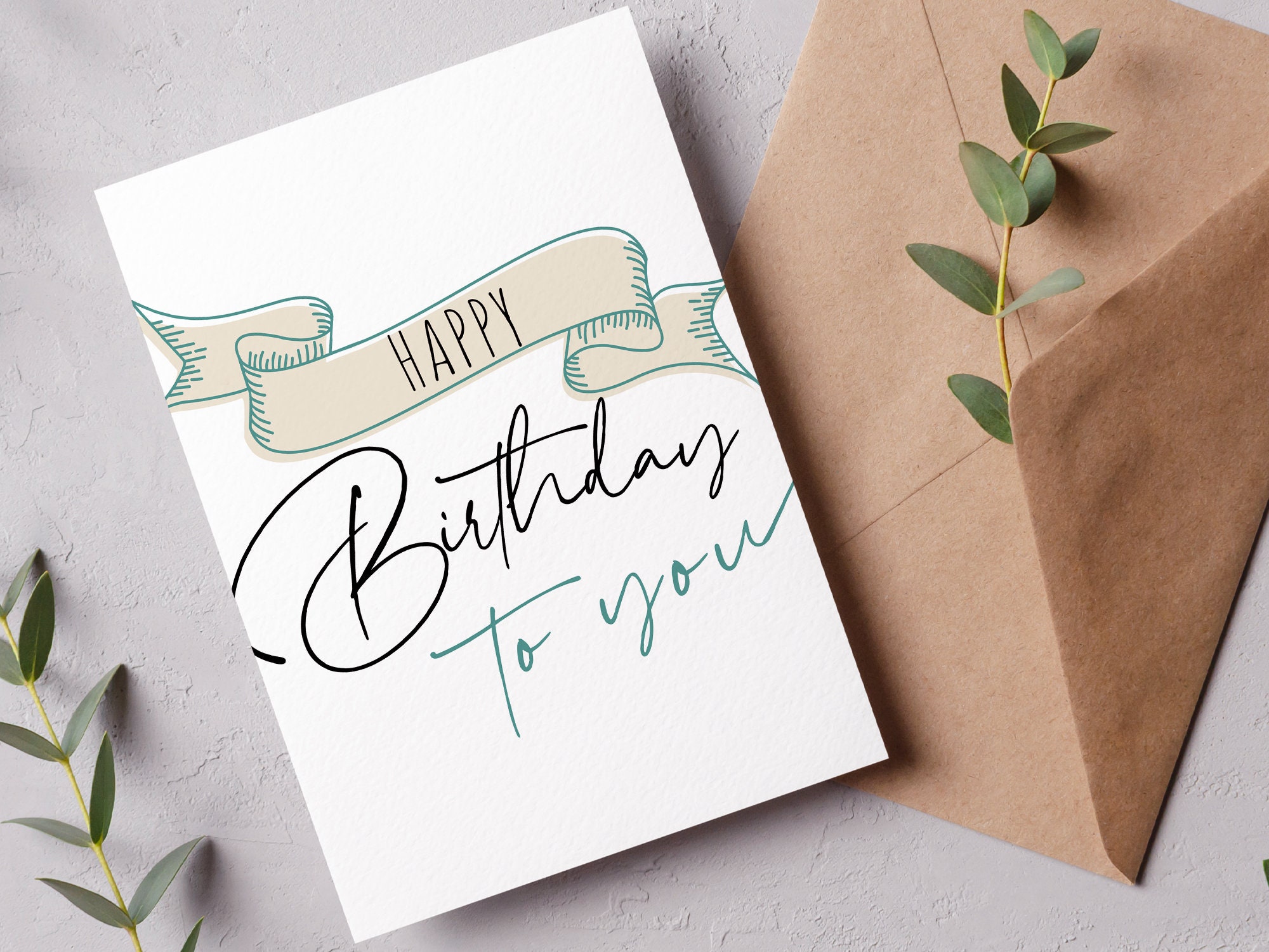 5 Birthday Cards Printable Bundle Instant Digital Download Modern Happy ...