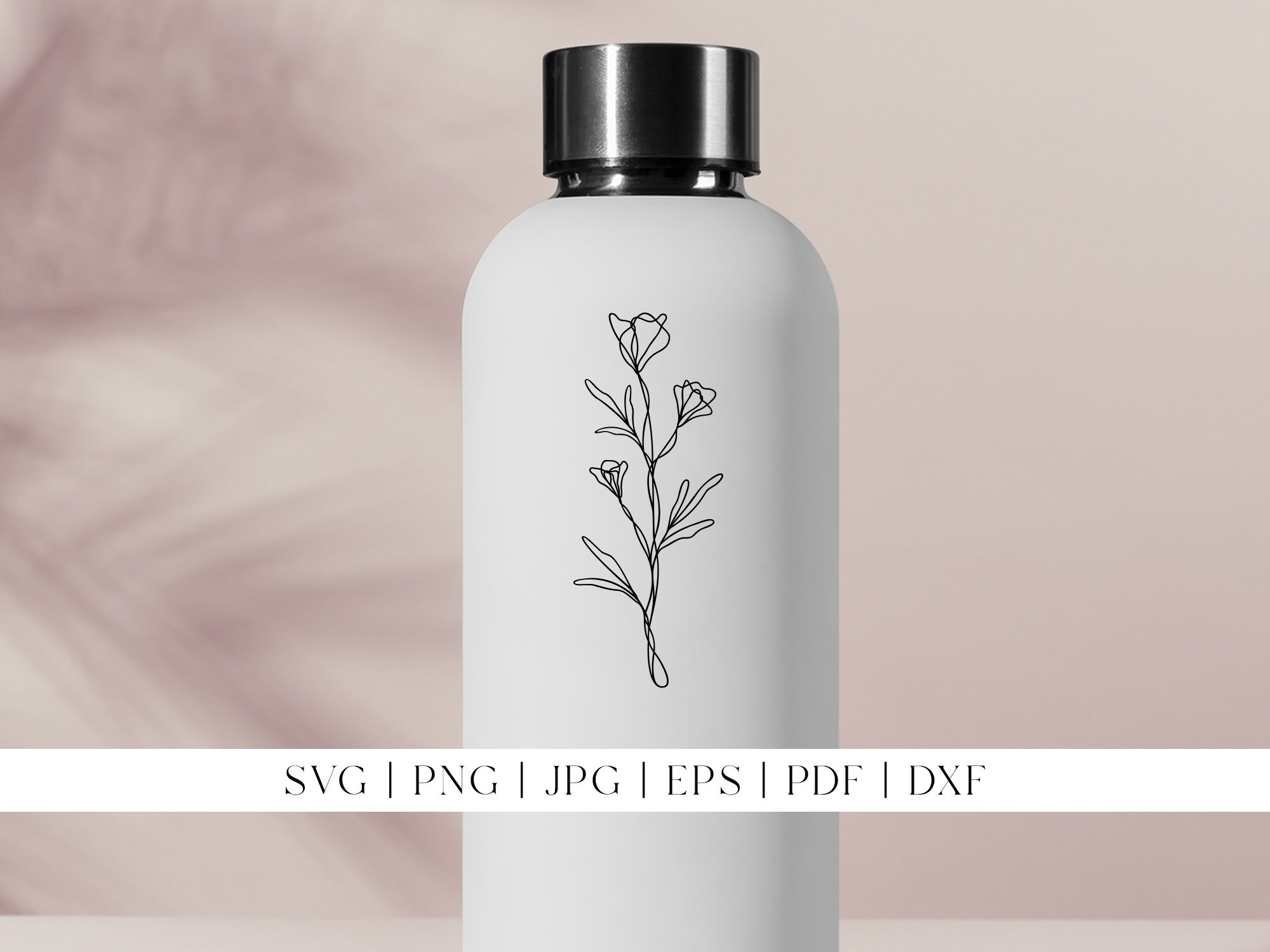 Wildflower Line Art SVG Unique Whimsical Leafy Floral Stem - Etsy