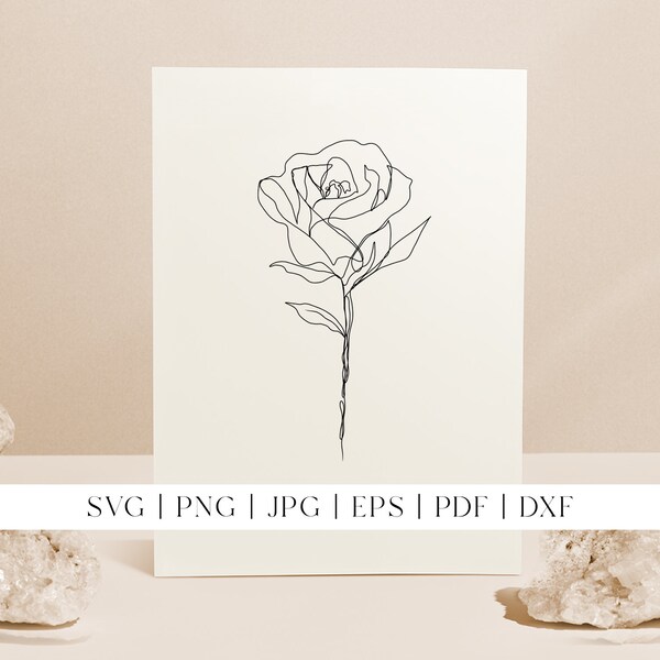 Single Line Rose Svg - Etsy