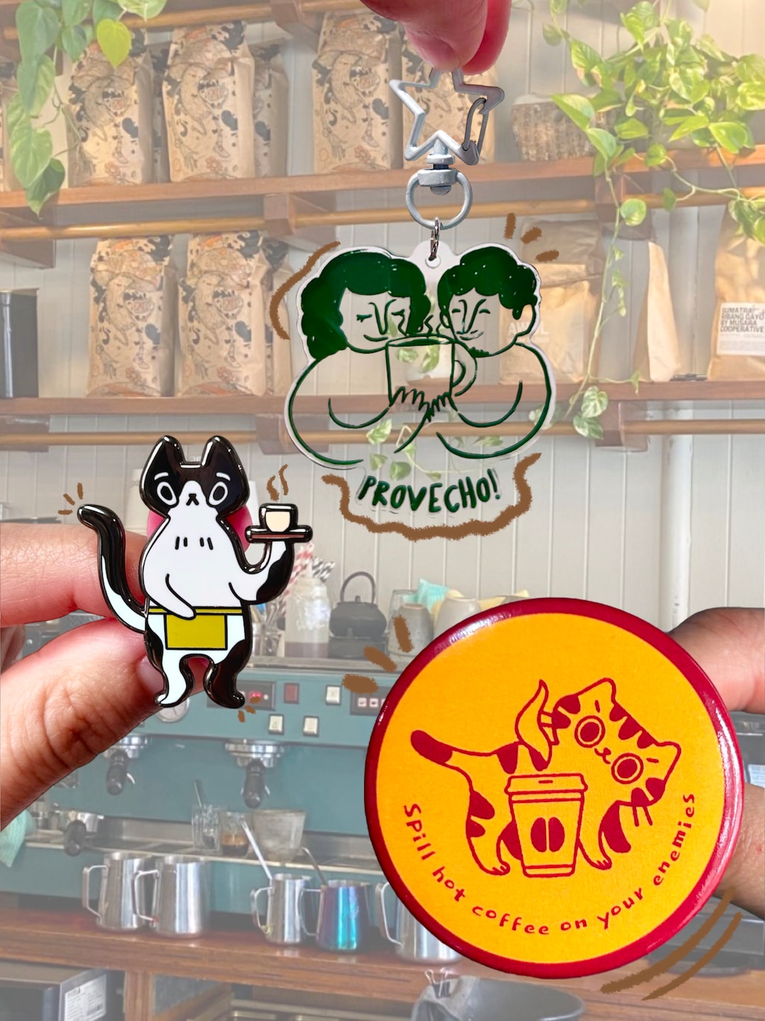 Cafe Enamel Pin | Coffee Enamel Pin | Provecho | Coffee Aesthetic - Etsy