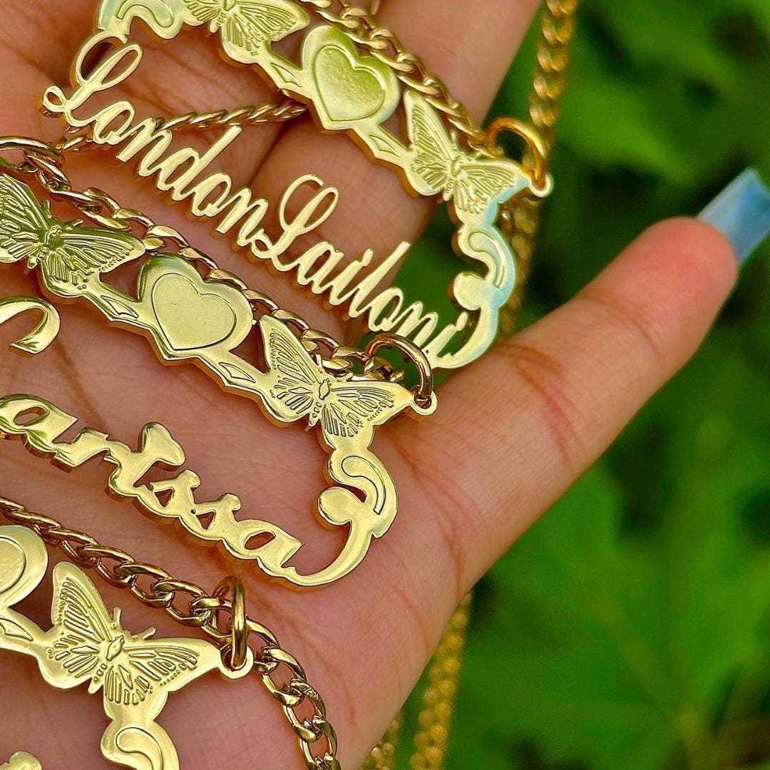 Custom Name Gold Plated Chain - Etsy