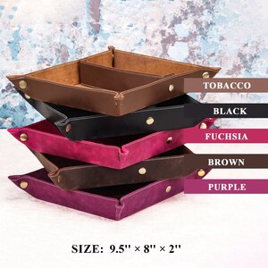 Personalized Leather Tray With Section Leather Catch All Tray - Etsy