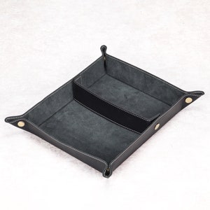 Personalized Leather Tray With Section Leather Catch All Tray - Etsy
