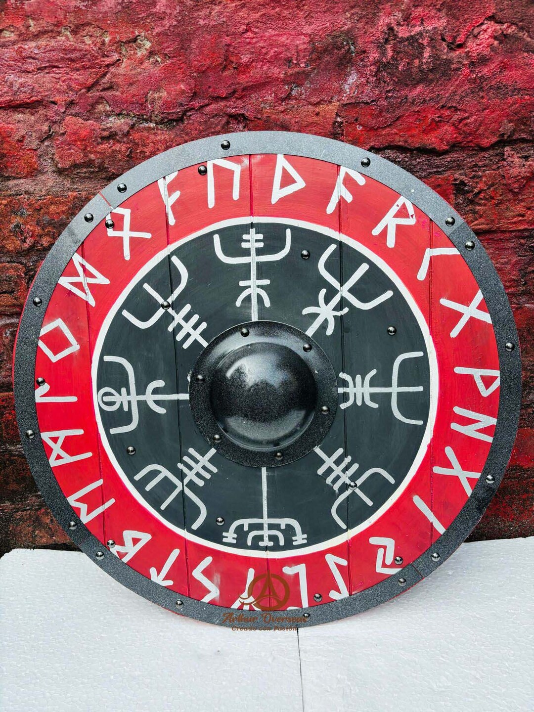 Medieval Wooden 24 Inch Viking Shield Vegvisir Viking Compass Shield ...