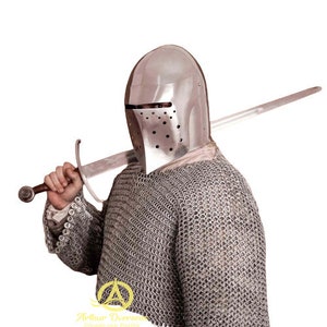 Medieval 14th Century Knight Bascinet Fully Functional BATTLE READY ...