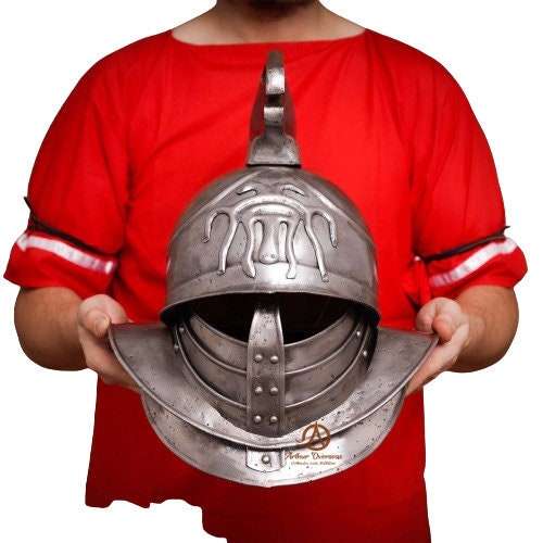 Medieval Spartacus Gladiator Armour Helmet With Black Plume and Leather ...
