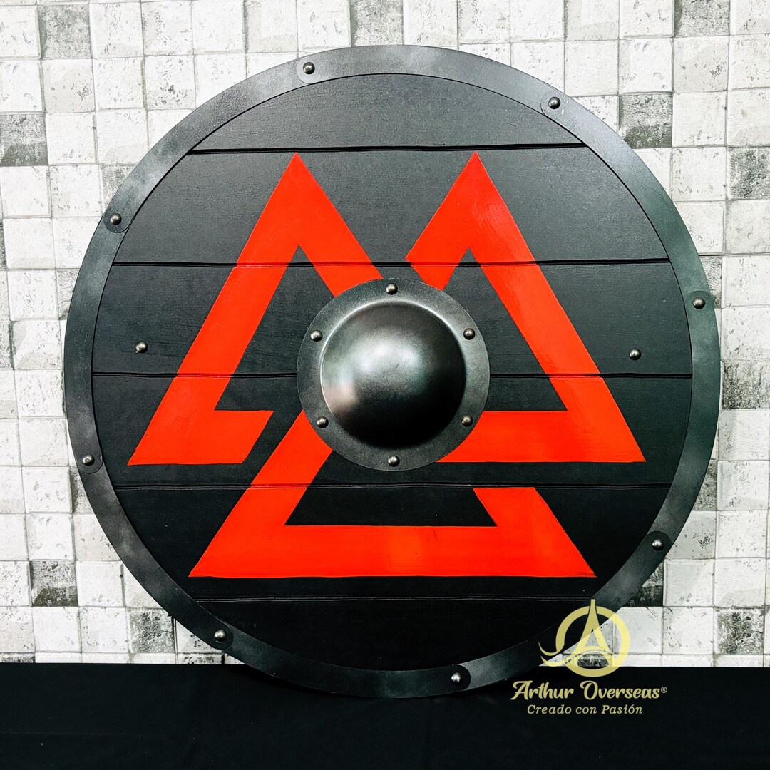 Handmade Valknut Viking Shield – Battle-ready Round Wooden Shield for ...