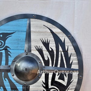 Handcrafted Raven Viking Shield: Norse Valhalla Replica, LARP Cosplay ...
