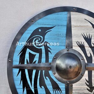 Handcrafted Raven Viking Shield: Norse Valhalla Replica, LARP Cosplay ...