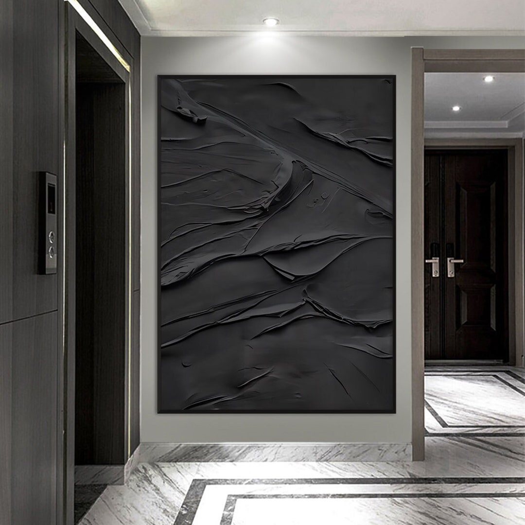 Minimalist Pure Black Wall Art Black Abstract Painting on - Etsy UK