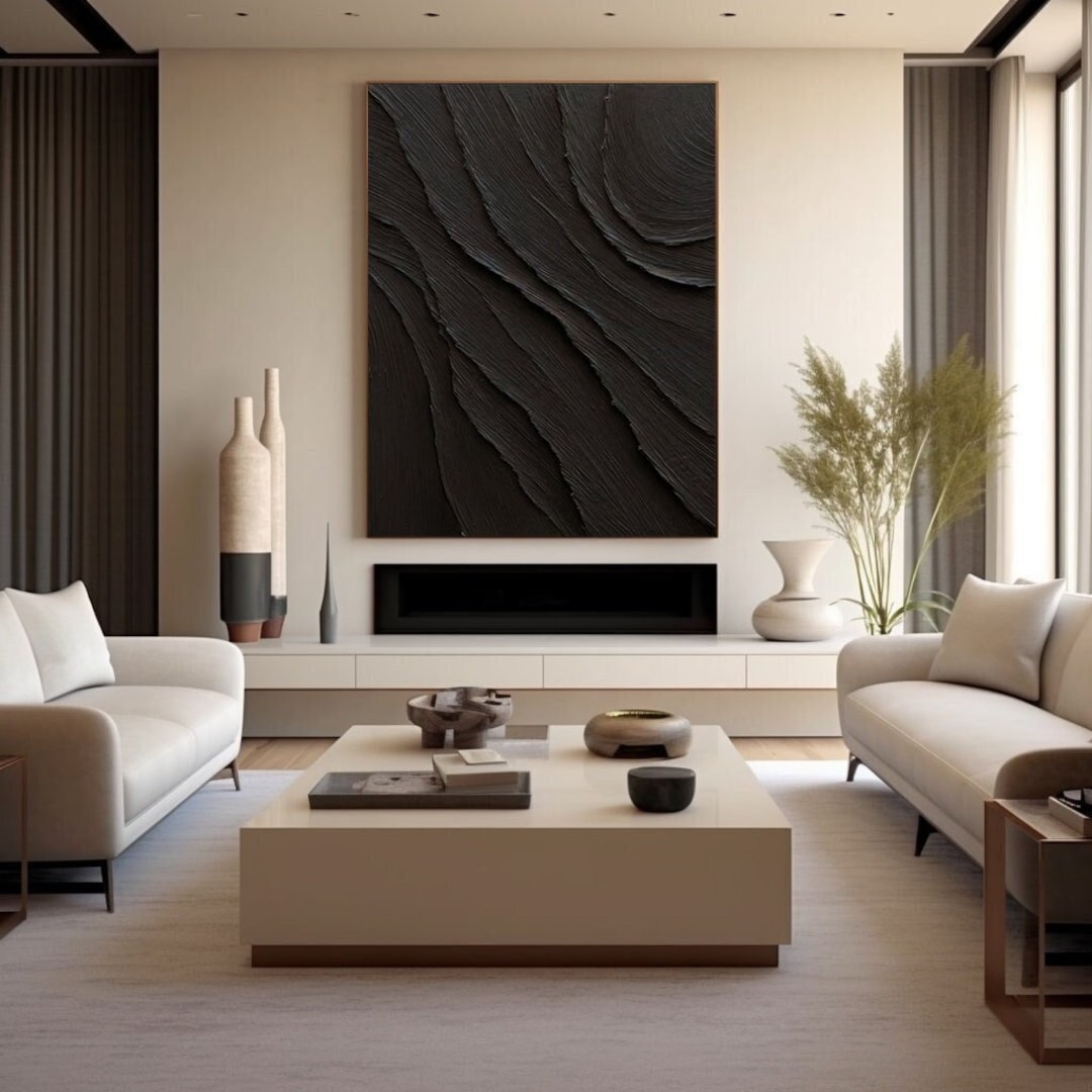 Minimalist Pure Black Wall Art Black Abstract Painting on - Etsy