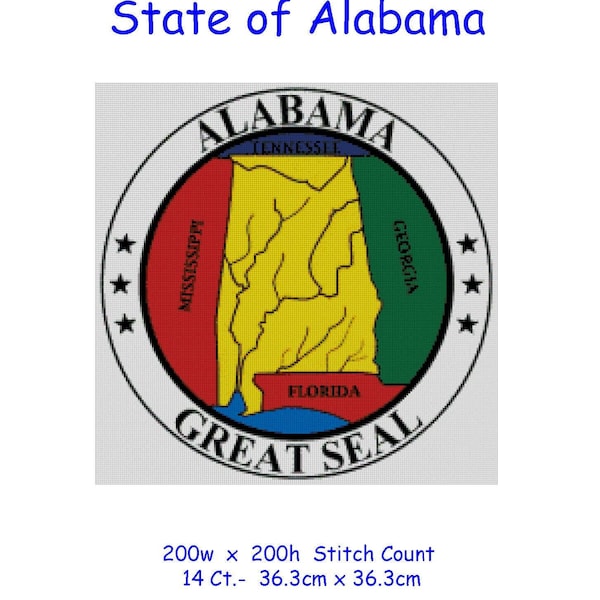 Alabama State Cross Stitch Pattern - Etsy