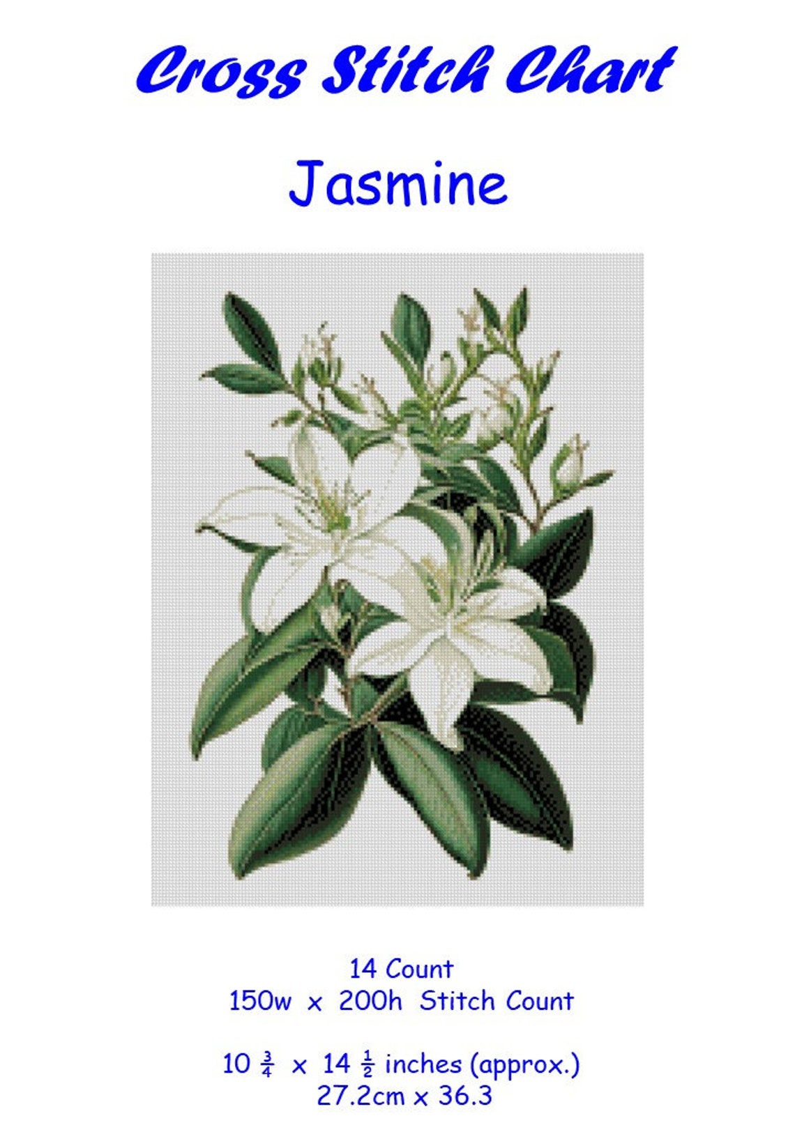 Cross Stitch Chart, Pattern, Jasmine, Garden, Shrub, Bush, Plant ...
