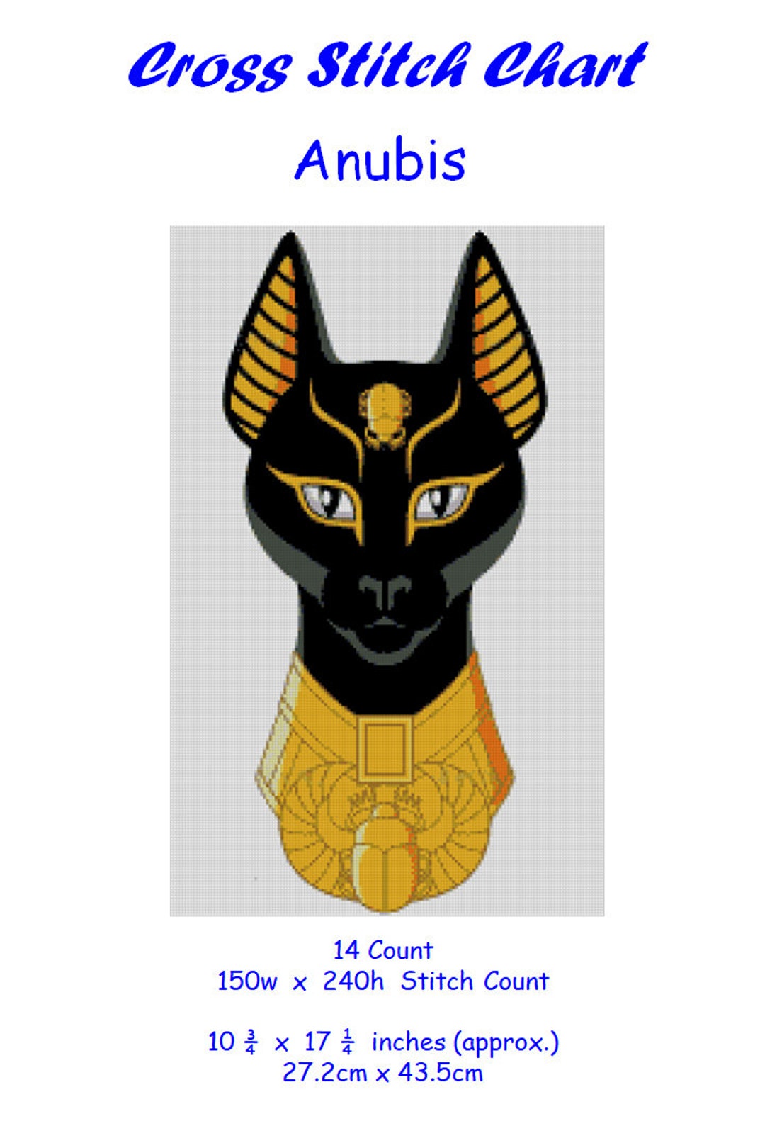 Cross Stitch Chart, Pattern, Bastet, Cat, Goddess, Ancient, Egypt ...