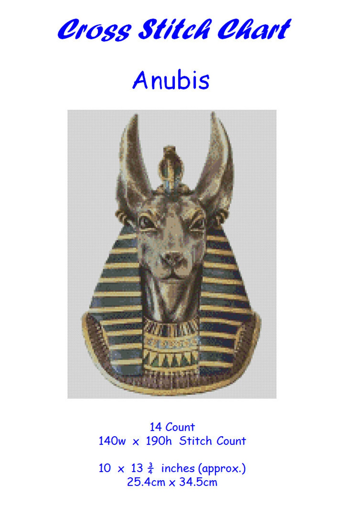 Cross Stitch Chart, Pattern, Anubis, Jackal, Mask, Ancient, Egypt ...