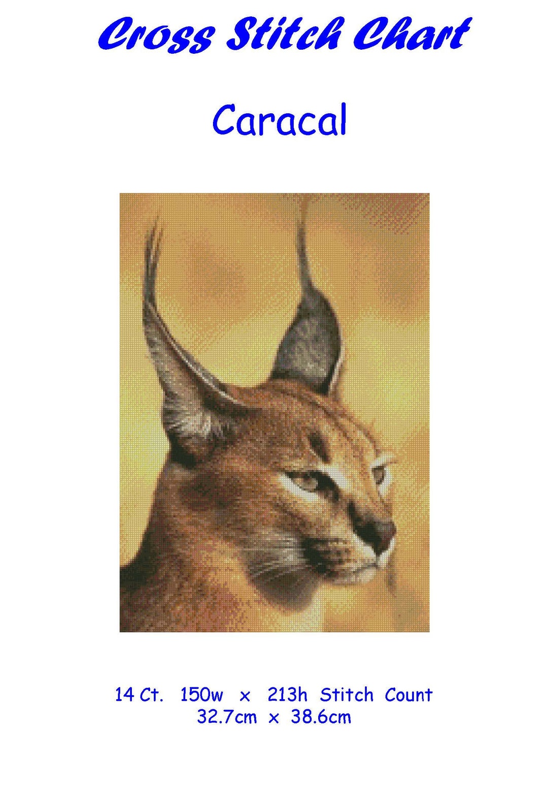Cross Stitch Chart, Pattern, Caracal, Cat, Wild, Big, Breed, Feline - Etsy