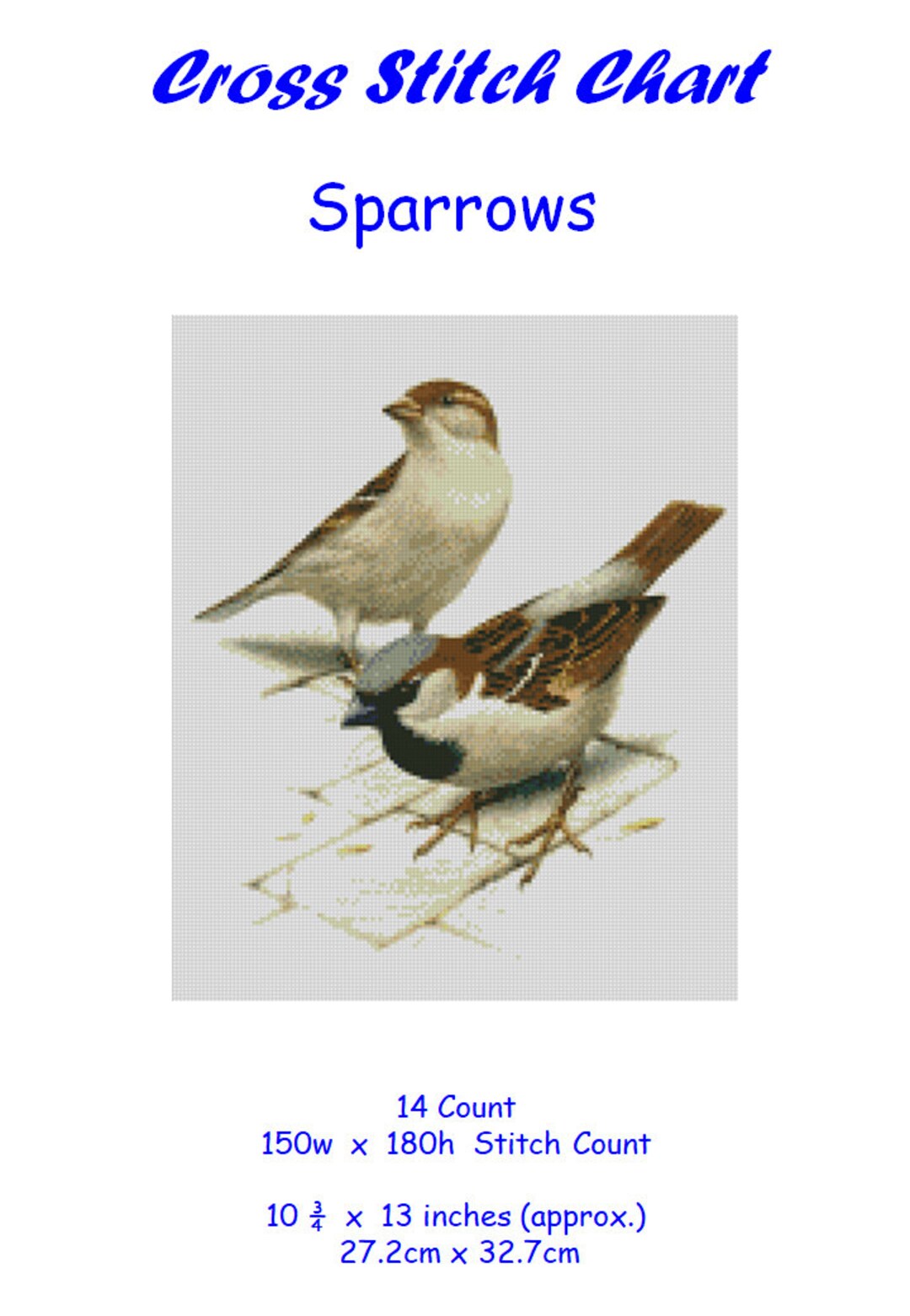 Cross Stitch Chart, Pattern, Sparrows, Bird, Wild, Garden - Etsy
