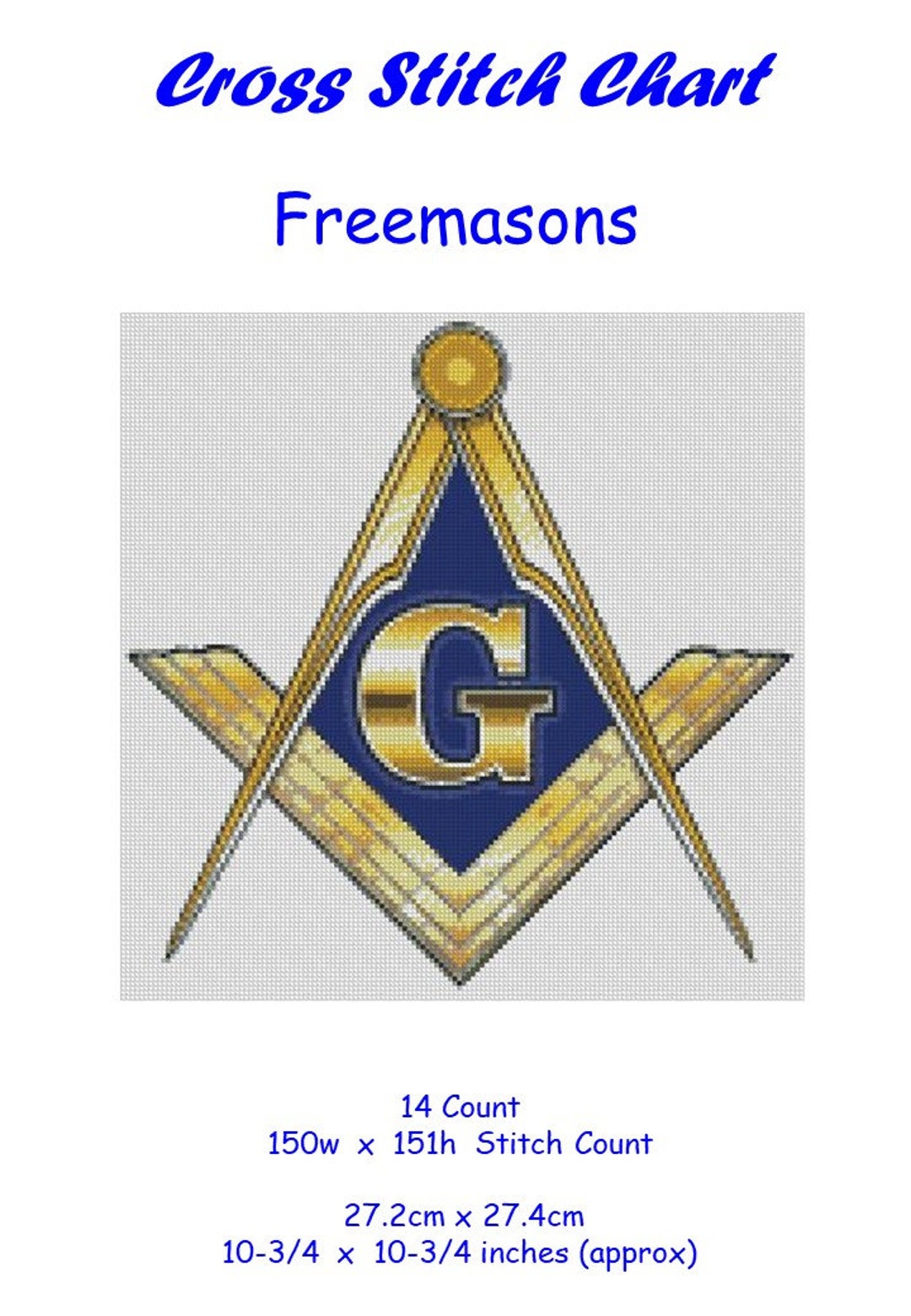 Cross Stitch Chart, Pattern, Free Masons, Logo, Design, Trowel ...