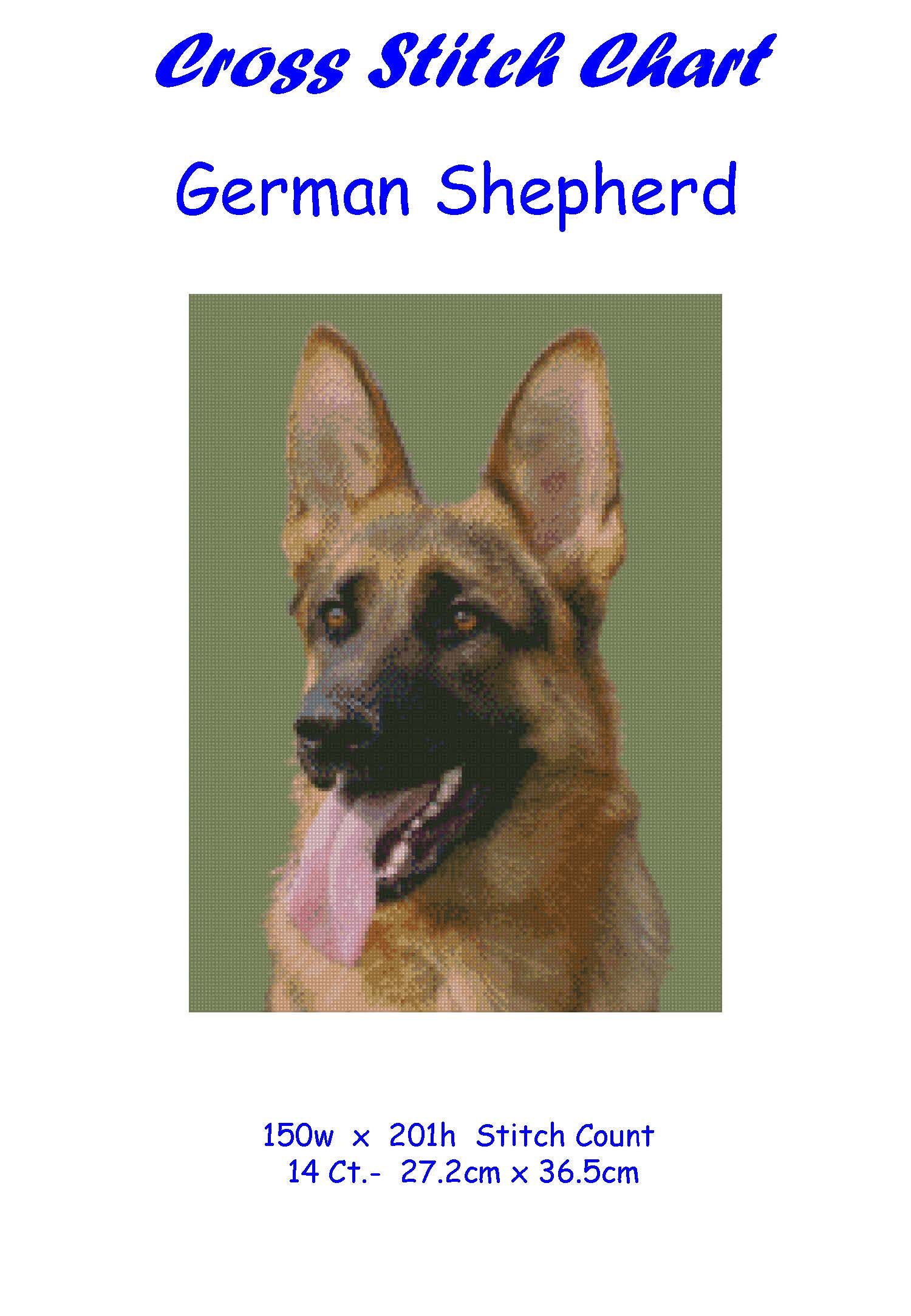 Cross Stitch Chart, Pattern, German, Shepherd, GSD, Alsatian, Dog, KC ...