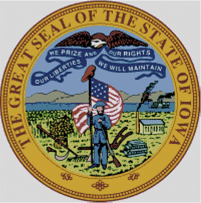 Cross Stitch Chart, Pattern, Iowa, State, Seal, Emblem, Badge - Etsy