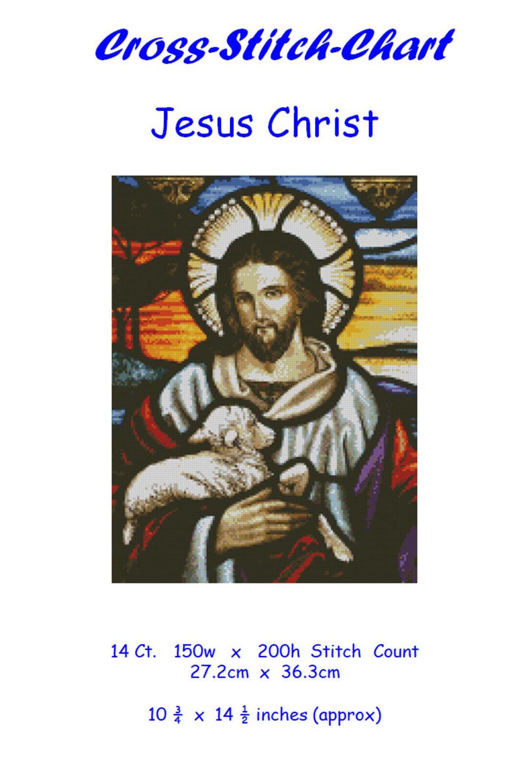 Cross Stitch Chart, Pattern, Jesus, Christ, Lamb, Saviour, Religion ...