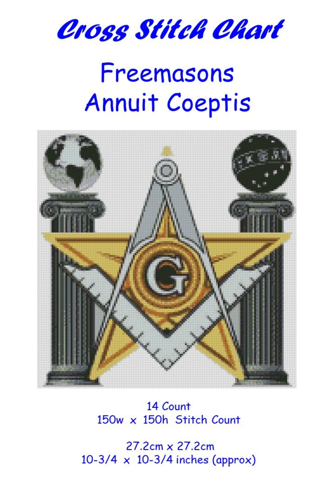 Cross Stitch Chart, Pattern, Free Masons, Logo, Design, Freemason ...