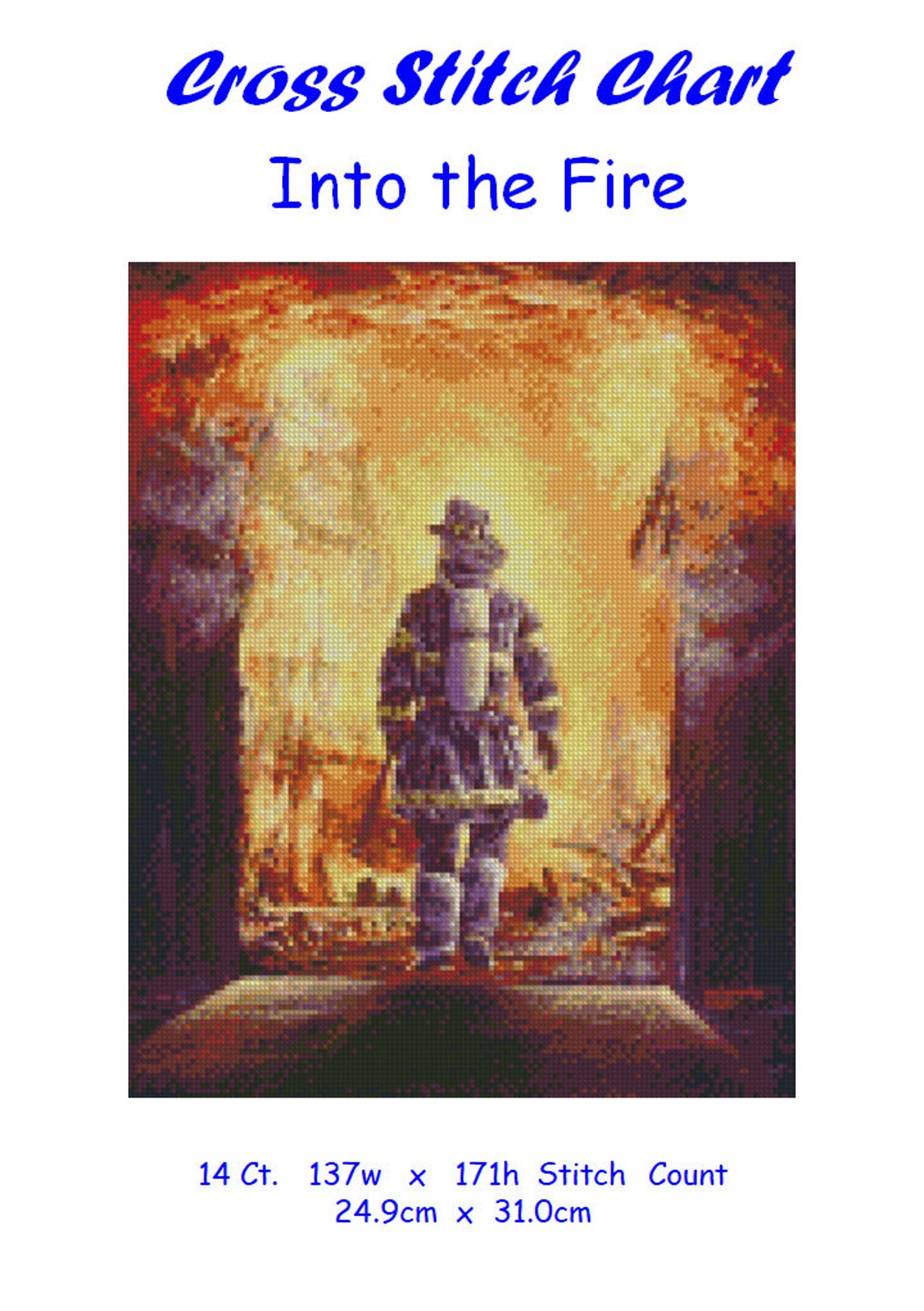 Cross Stitch Chart, Pattern, Fireman, Firefighter, Fire, Fighter ...