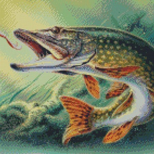 Cross Stitch Chart, Pattern, Pike, Musky, Northern, Fish, Fishing ...