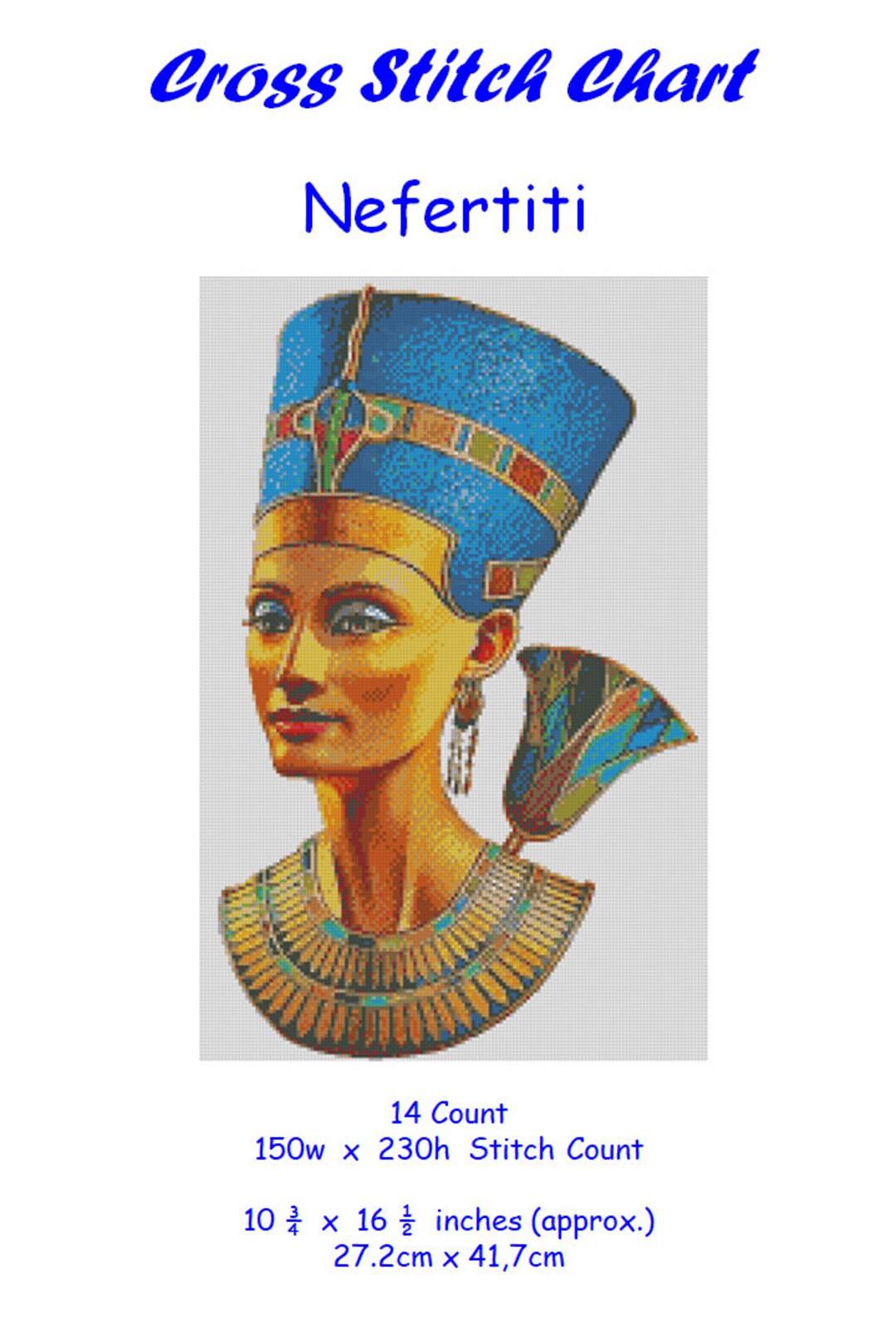 Cross Stitch Chart, Pattern, Nefertiti, Queen, Ancient, Egypt, Pharos ...