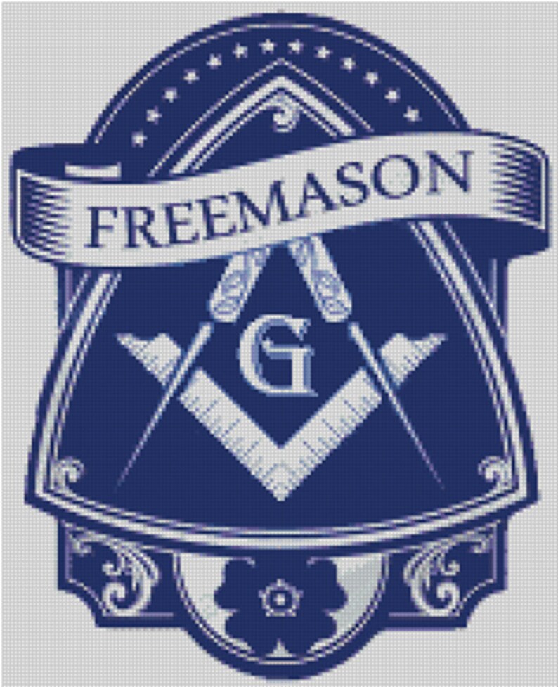 Cross Stitch Chart, Pattern, Free Masons, Logo, Design, Freemason, Blue ...
