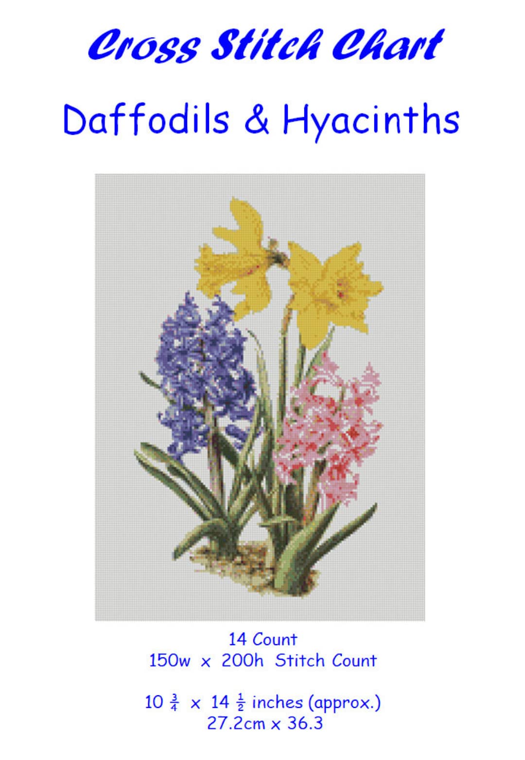 Cross Stitch Chart, Pattern, Hyacinths, Daffodils, Daffs, Garden, Plant, Bulb, Yellow, Garden - Etsy