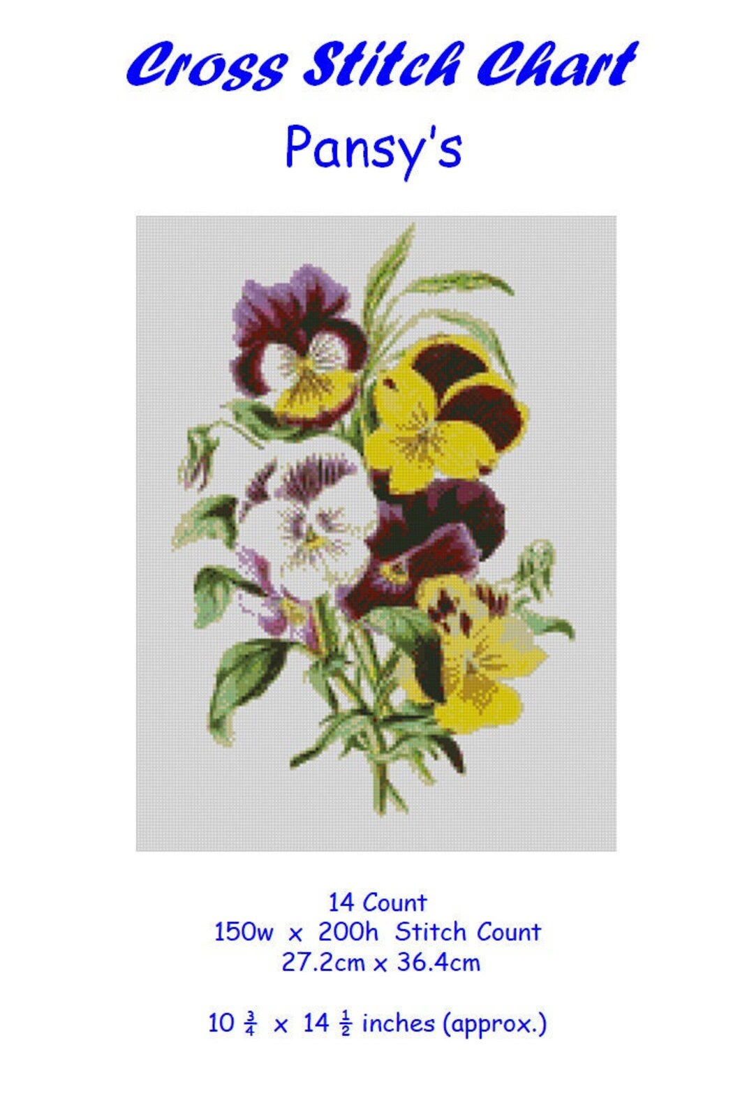 Cross Stitch Chart, Pattern, Pansy's, Garden, Border, Plant, Flower ...