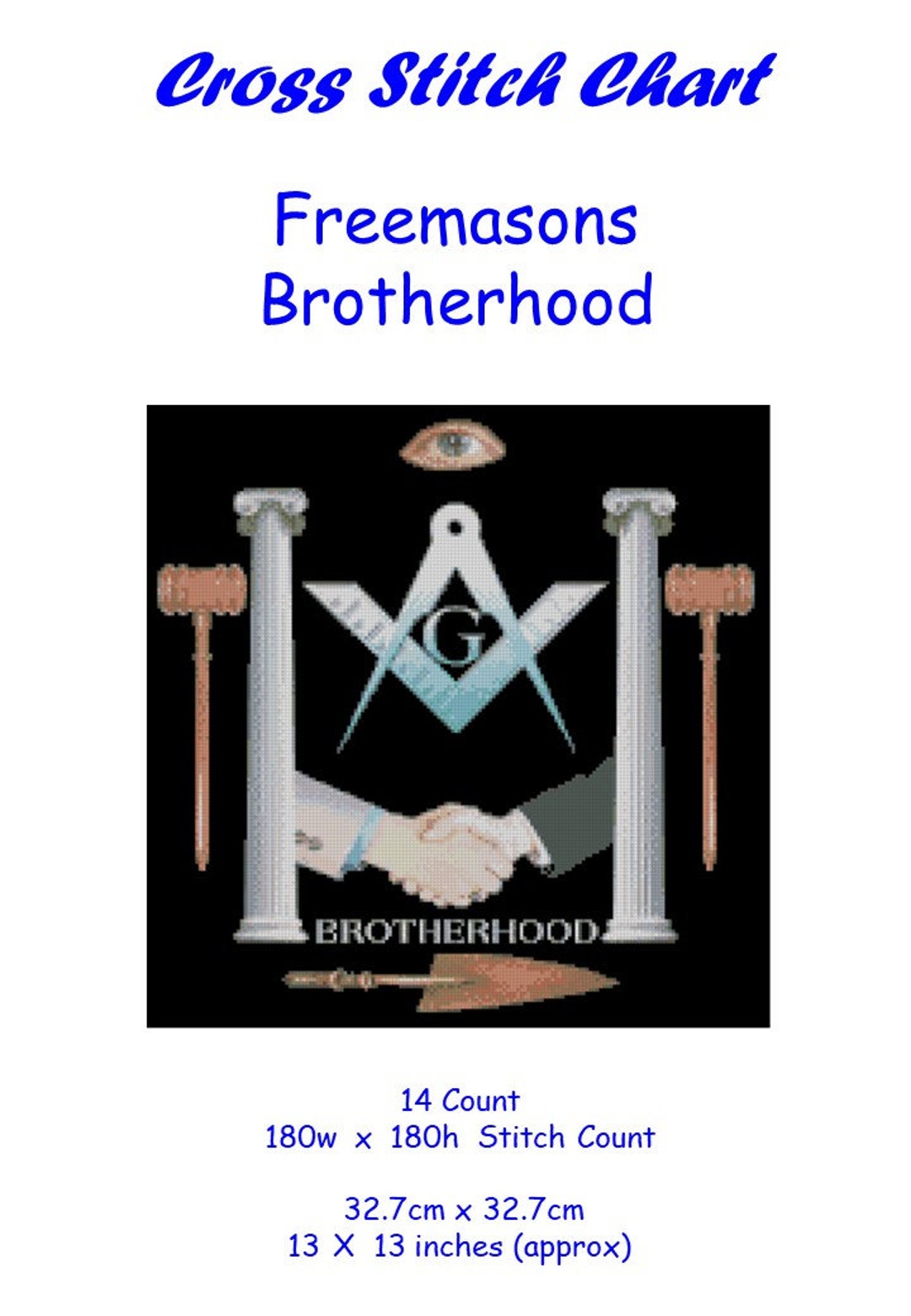 Cross Stitch Chart, Pattern, Free Masons, Logo, Design, Freemason ...