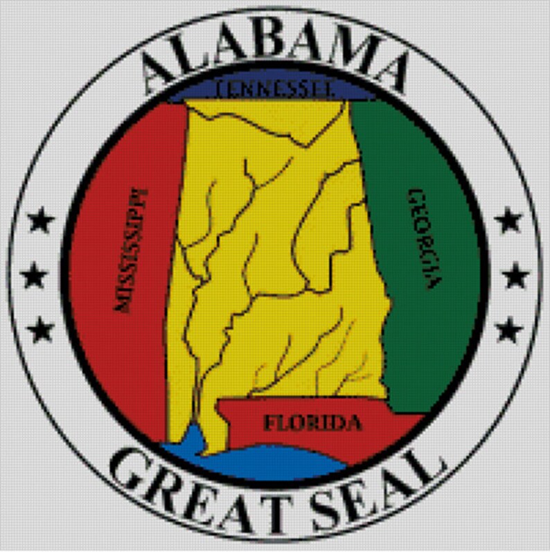 Cross Stitch Chart Pattern Alabama State Seal Emblem - Etsy
