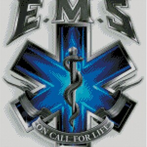 Cross Stitch Chart, Pattern, EMS, on Call, EMT, Star of Life, Medic ...