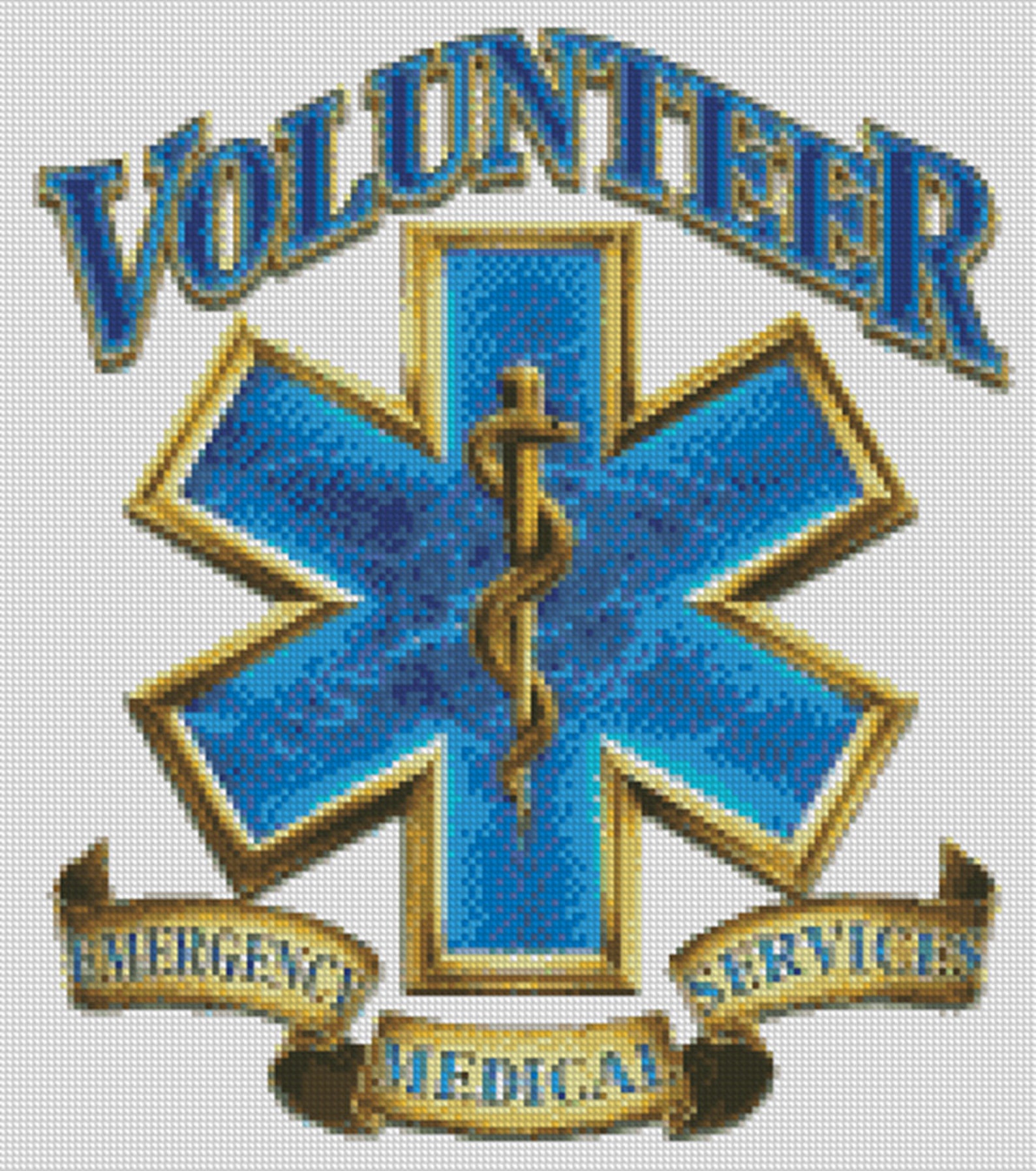 Cross Stitch Chart, Pattern, Volunteer, EMT, EMS, Star of Life, Medic ...