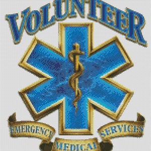 Cross Stitch Chart, Pattern, Volunteer, EMT, EMS, Star of Life, Medic ...