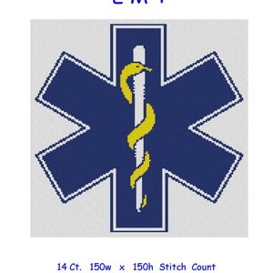 Cross Stitch Chart, Pattern, EMT, EMS, Star of Life, Medic, Fire ...