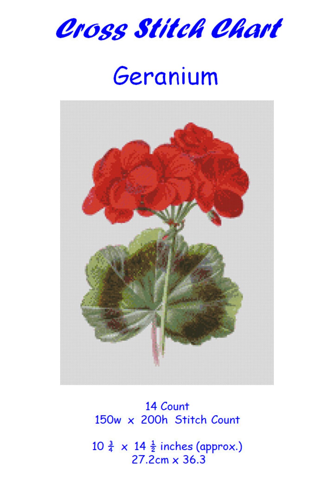 Cross Stitch Chart, Pattern, Geranium, Red, Garden, Border, Plant ...