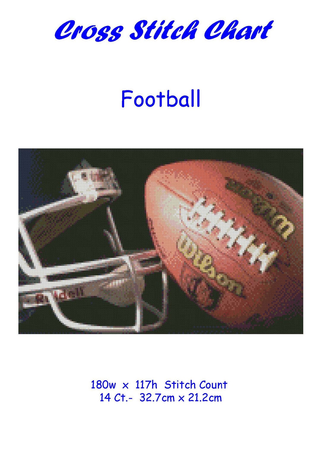 Cross Stitch Chart, Pattern, Football, Ball, USA, American, Helmet ...