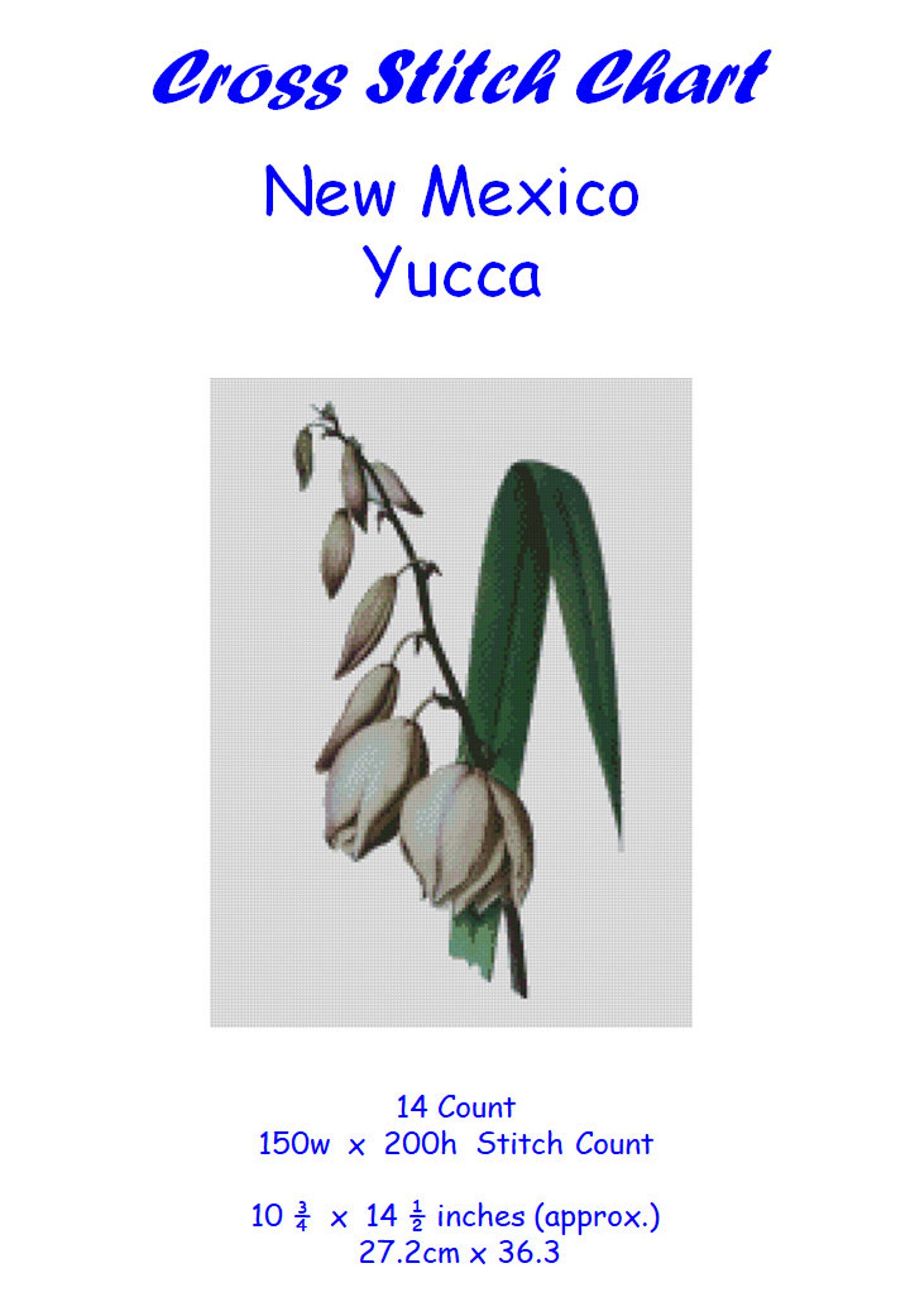 Cross Stitch Chart, Pattern, New Mexico, Flower, Yucca, State, Bloom ...