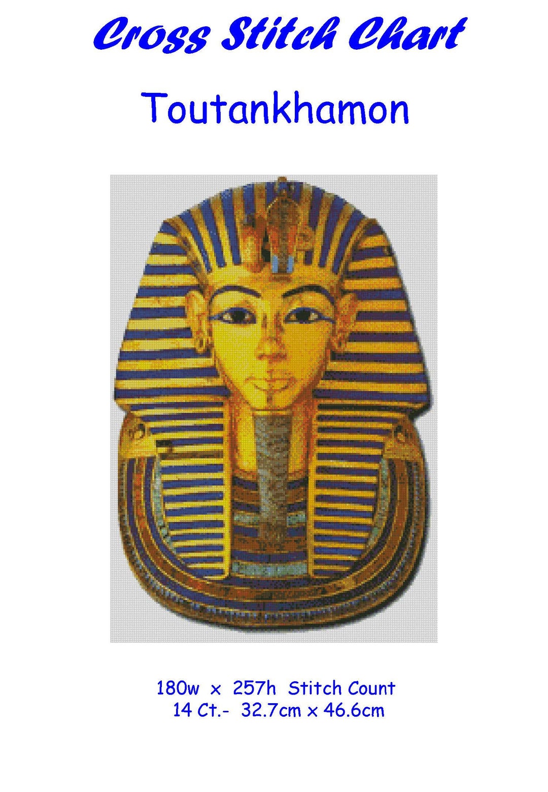 Cross Stitch Chart, Pattern, Toutankhamon, Tutankhamen. Tutankhamun ...