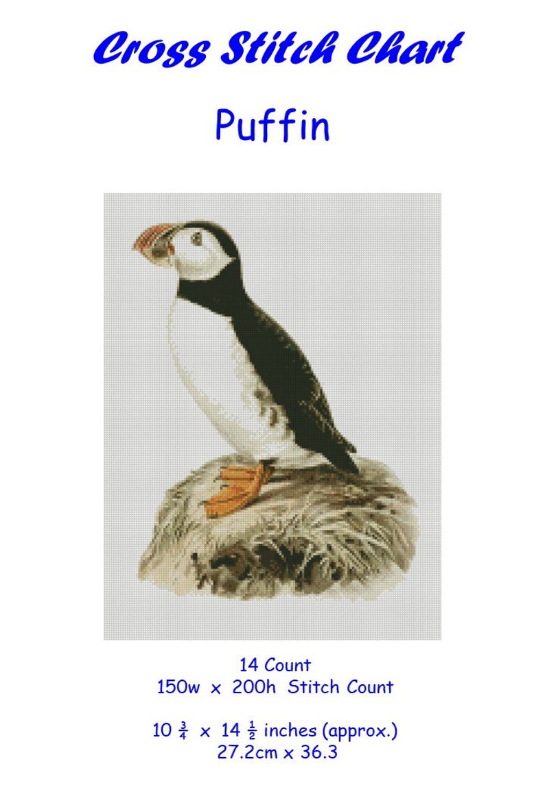 Cross Stitch Chart, Pattern, Puffin, Bird, Wild, Sea - Etsy