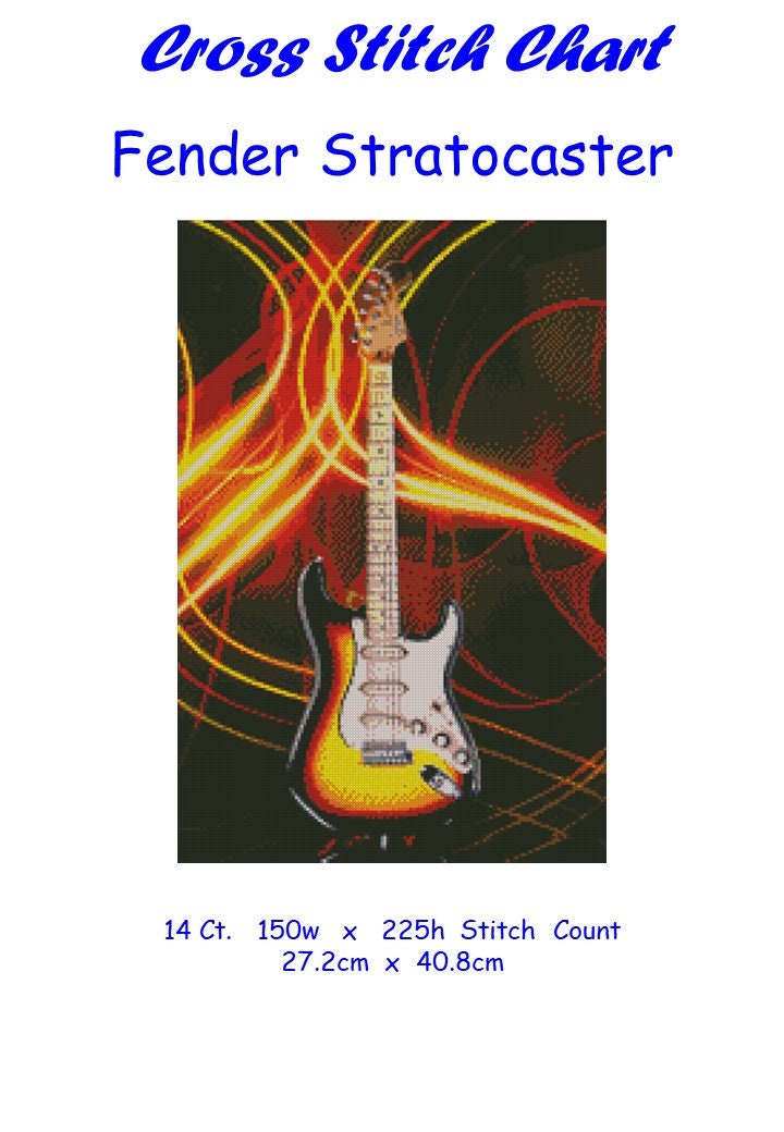 Cross Stitch Chart, Pattern, Guitar, Stratocaster, Fender - Etsy