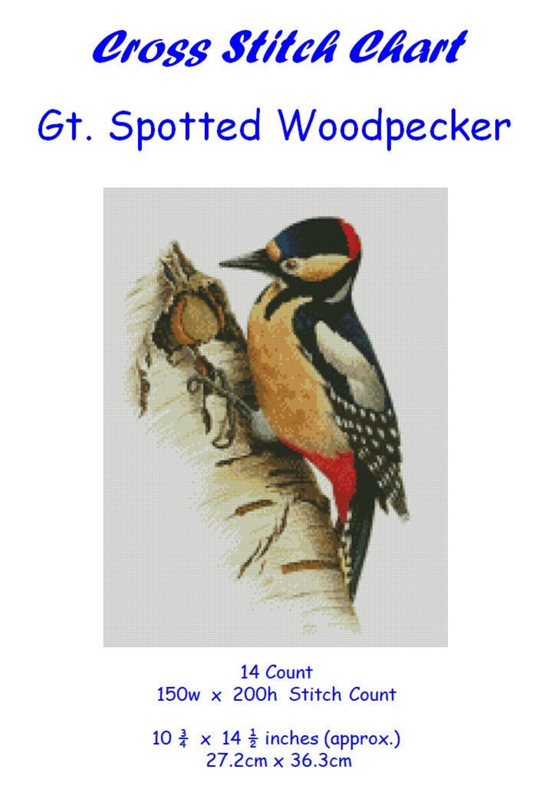 Cross Stitch Chart, Pattern, Woodpecker, Bird, Wild, Forrest, Garden - Etsy
